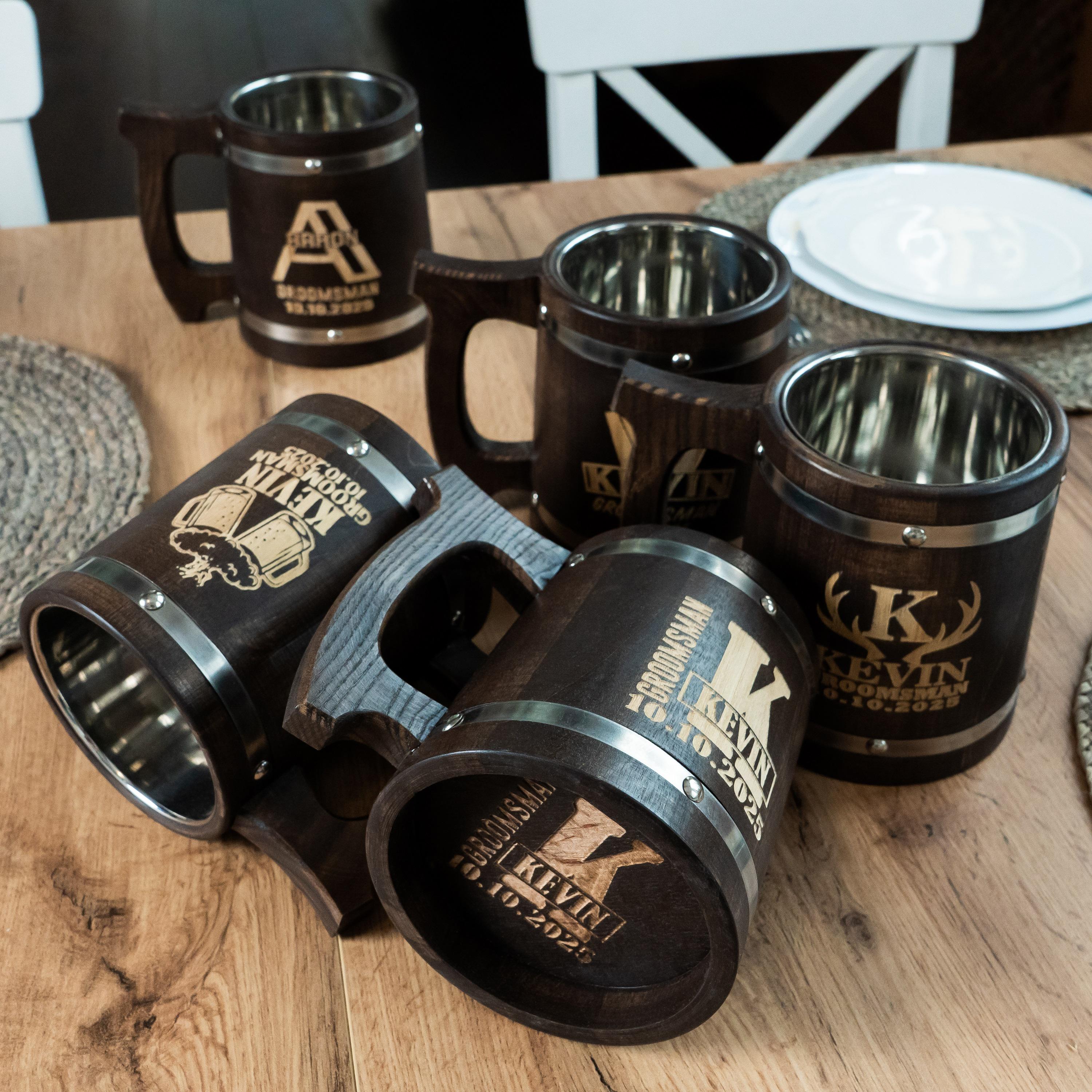Engraved Beer Mug, Personalized Tankard, Custom Wooden Stein - Etsy