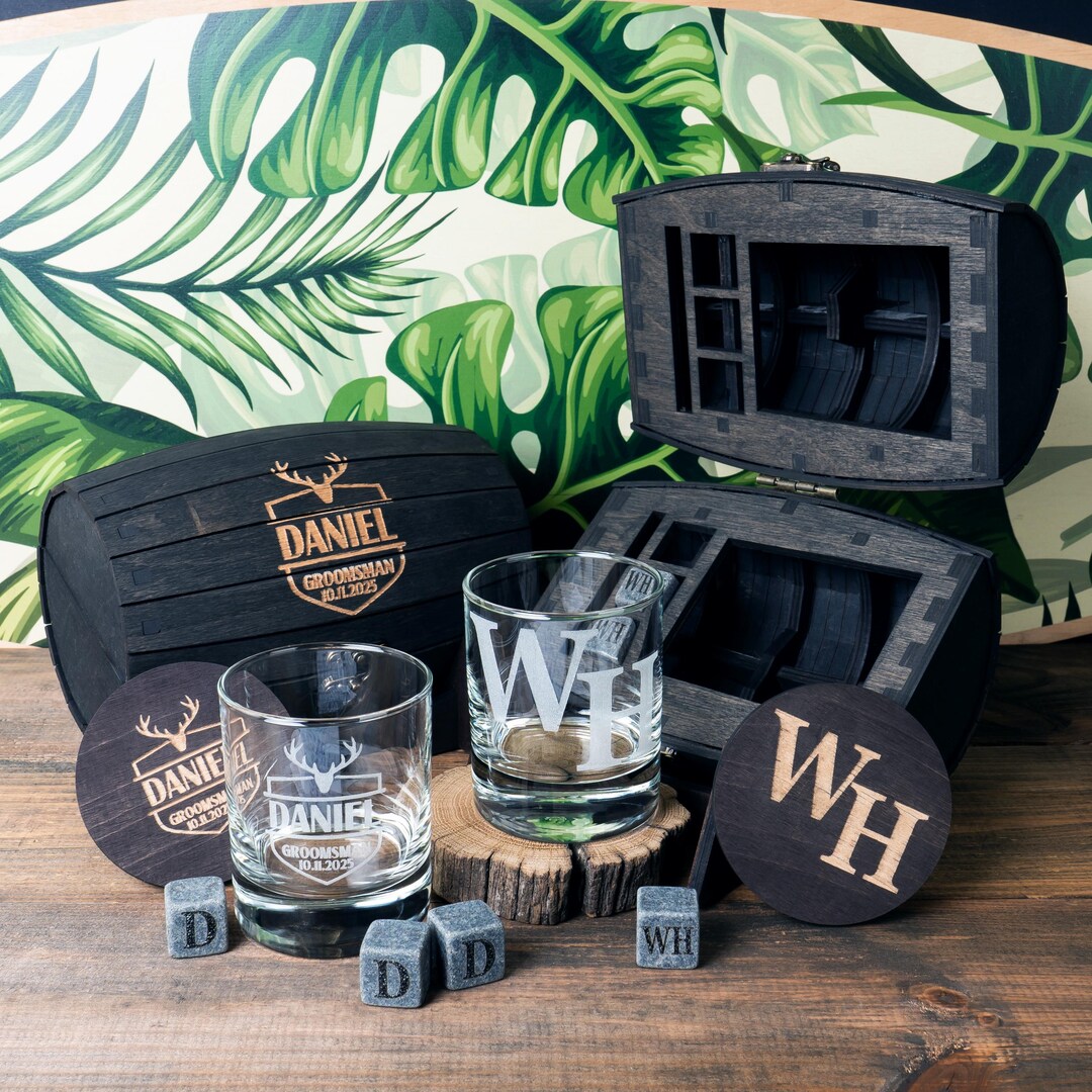 Personalized Whiskey Tasting Set, Custom Engraved Rocks Glass in ...