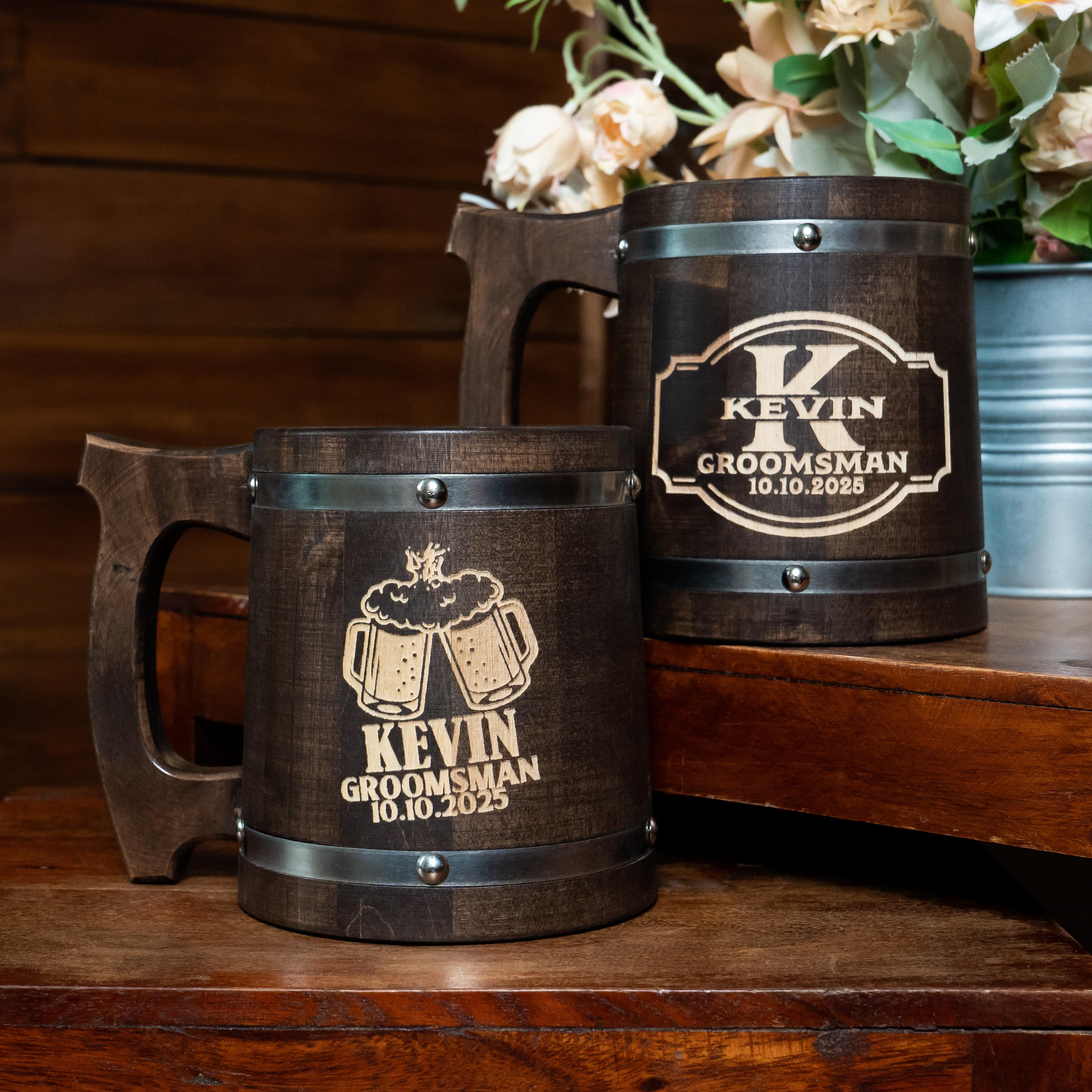 Engraved Beer Mug, Personalized Tankard, Custom Wooden Stein - Etsy