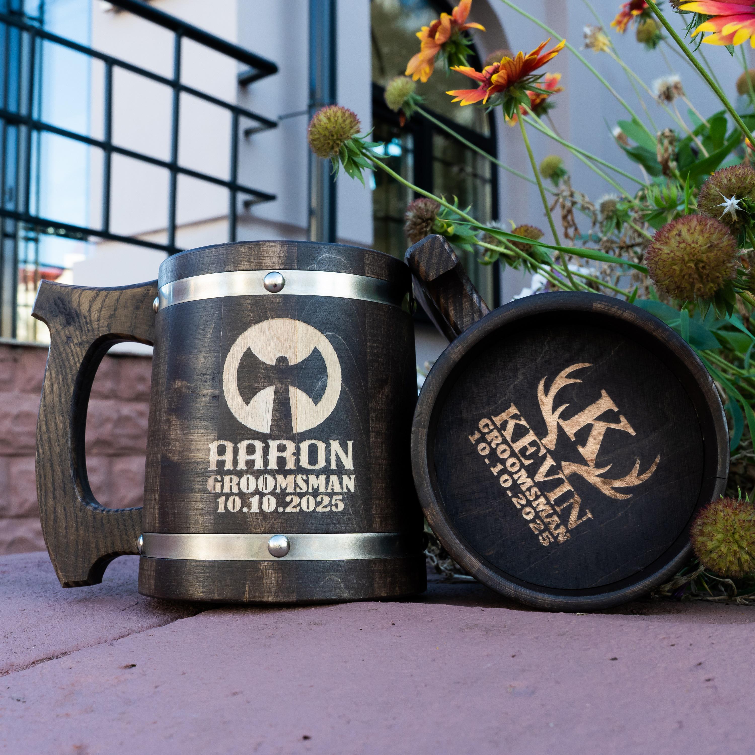 Best Man Groomsmen Beer Mug, Groomsmen Wooden Tankard, Custom Beer ...