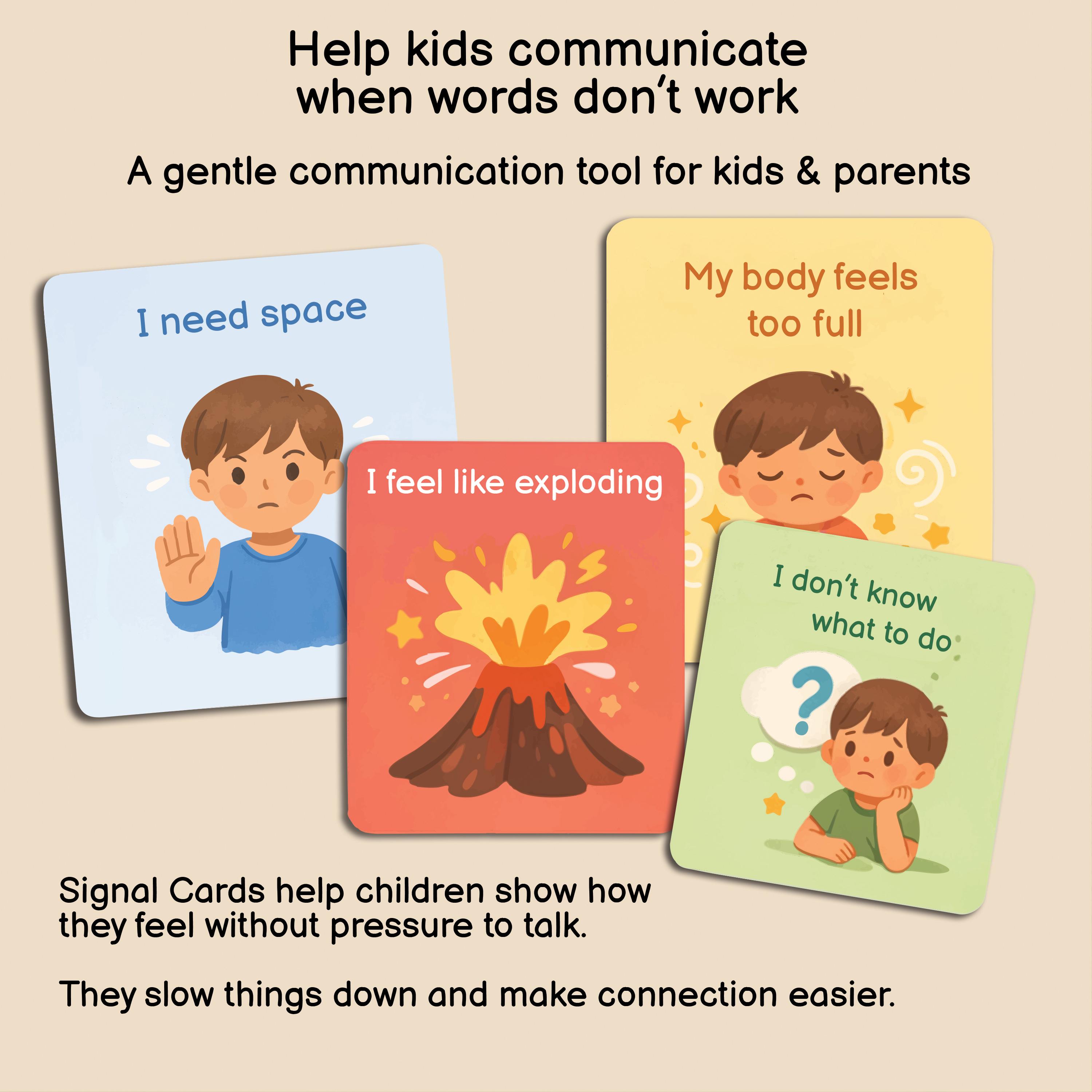 Calm Down Signal Cards for Kids | Non-verbal Communication Tool for Big ...