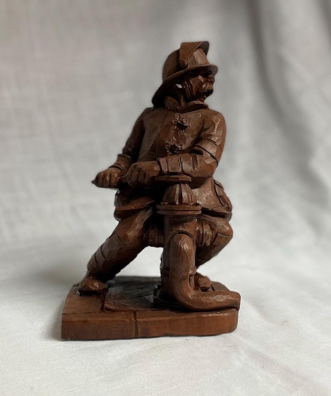 Vintage Collectible 1994 Wetherbee Fireman Hand Carved Pecan Shell ...