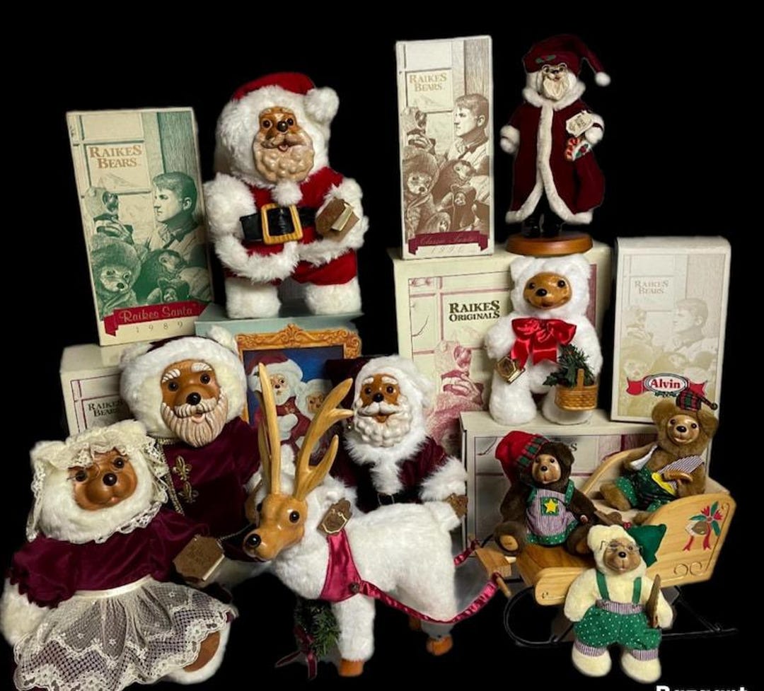 Vintage Robert Raikes Originals Carved Collectible Christmas Bears ...