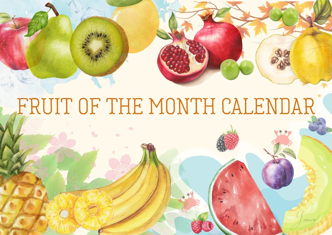 Printable Fruit Calendar – 12 Month Minimalist Wall Calendar With ...
