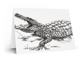 Alligator Birthday Card With Party Hat, Happy Birthday, Alligator Gift ...