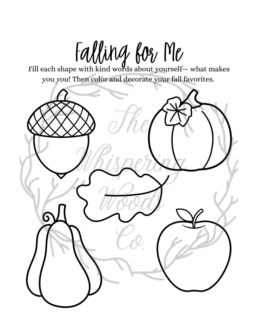 Falling for Me — Fall Self-esteem & Positive Affirmation Worksheet ...