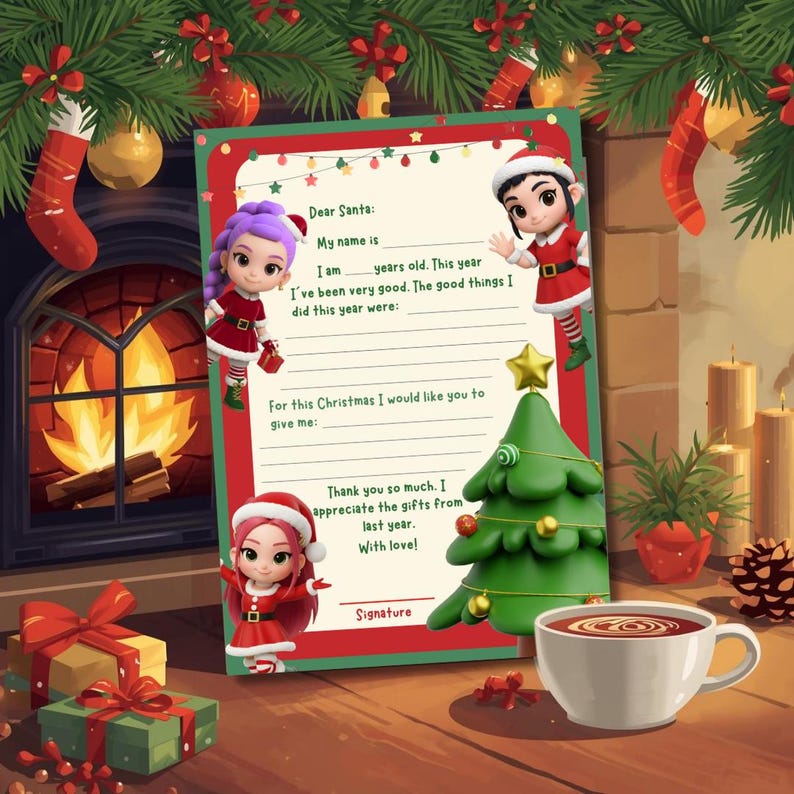 Huntrix K-pop Warrior Santa Letter – Editable Canva Template, Christmas ...
