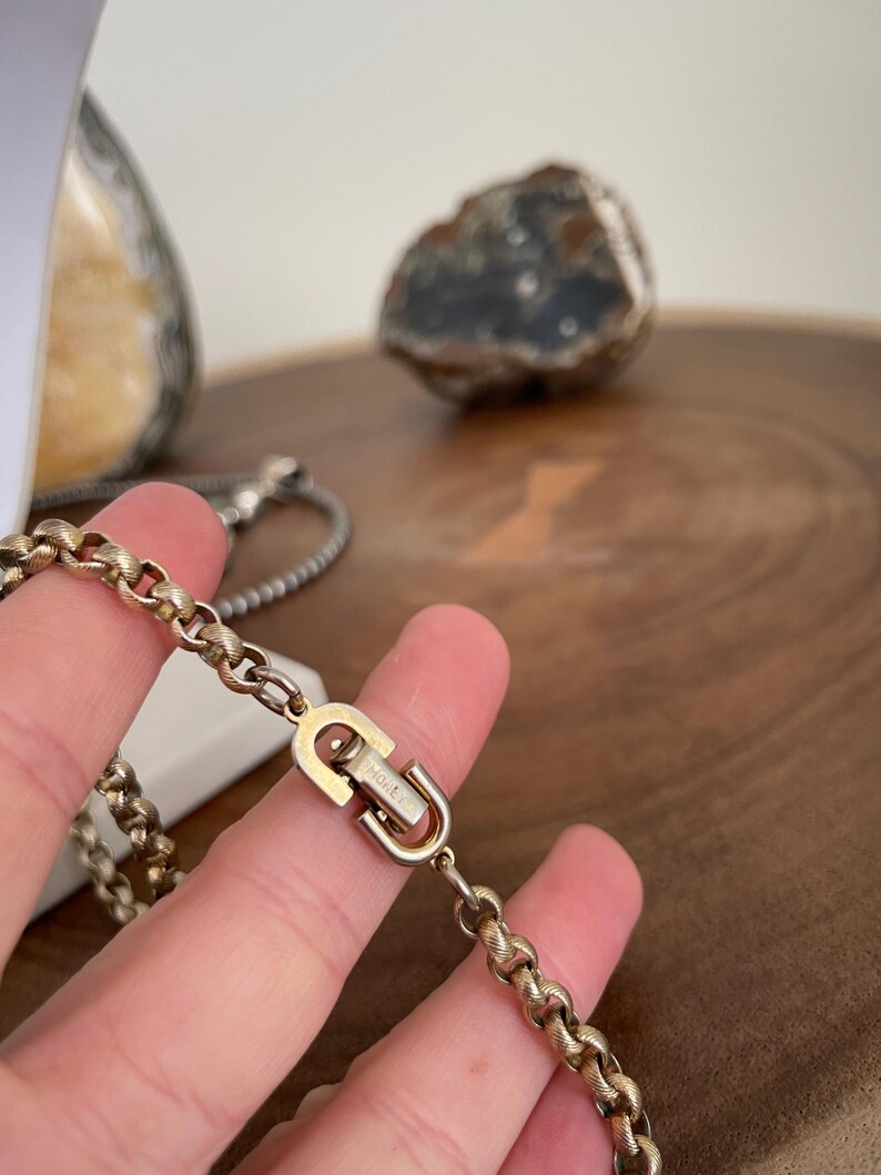 Vintage Monet Fleur-de-lis & Key Necklace | Gold Tone Heraldic Pendant ...