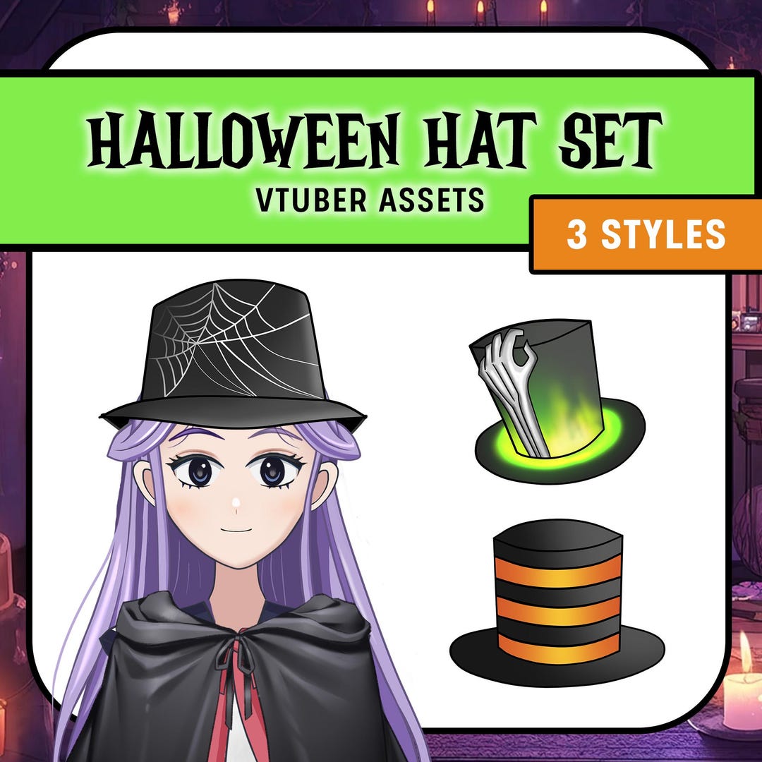 Vtuber Halloween Costume Vtuber Halloween Asset Halloween Hat Set Ideal ...