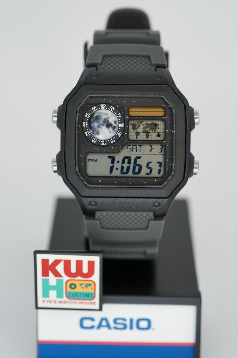 Custom Moon Themed Casio AE1200 Space Watch Mod - Etsy