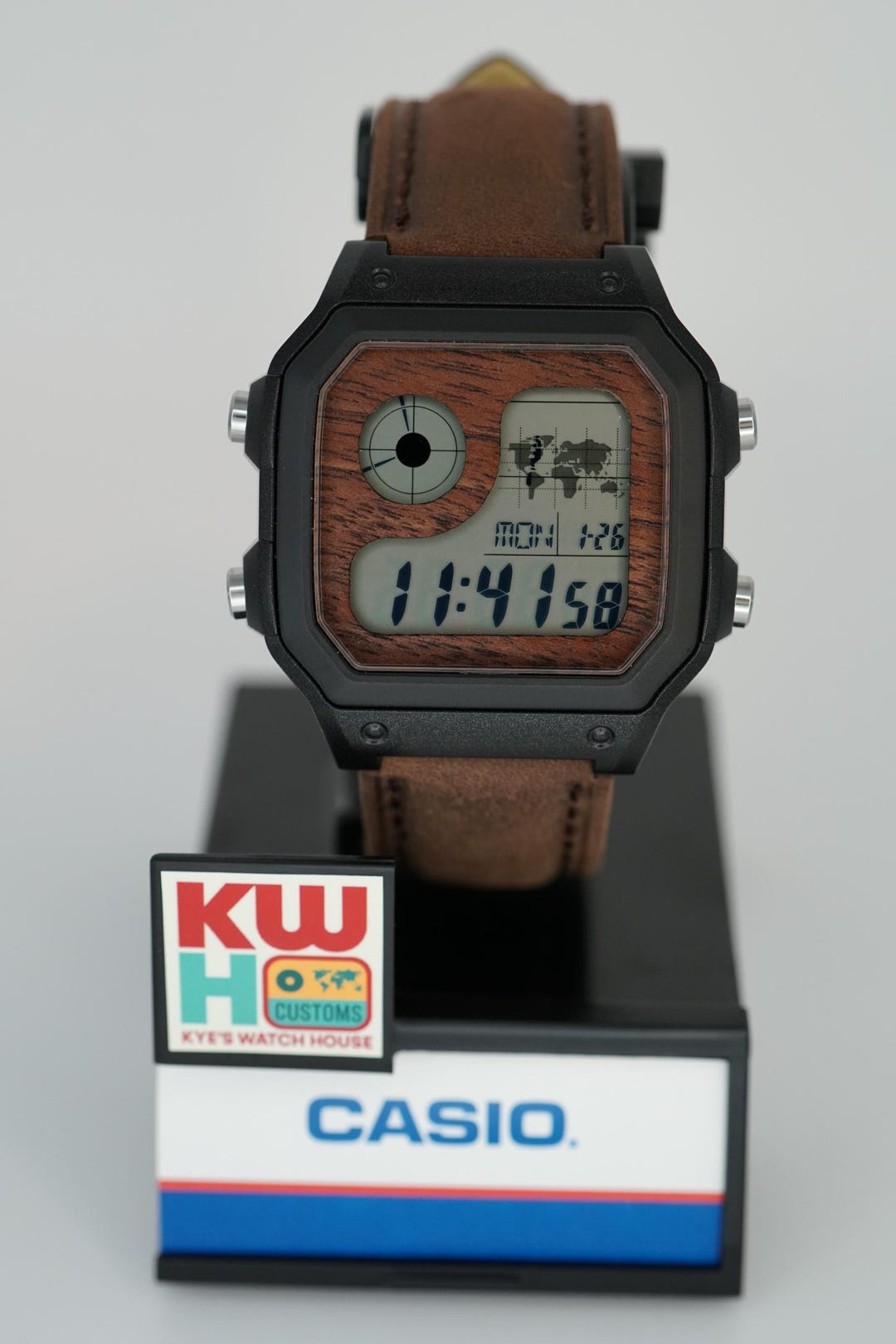 Wood Black Casio AE1200 Custom Watch, Walnut Faceplate, Dark Brown ...