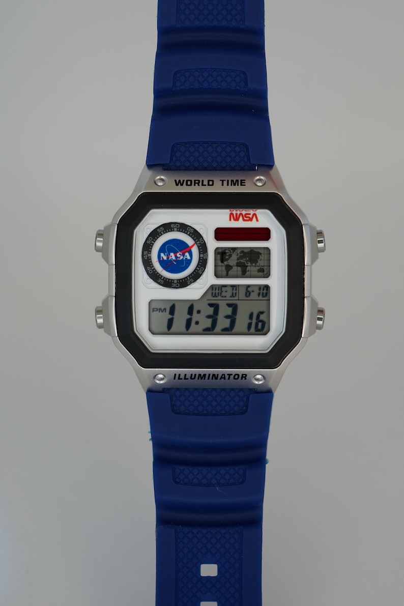 Custom NASA Themed Casio Royale AE1200 White Faceplate Watch Mod - Blue ...