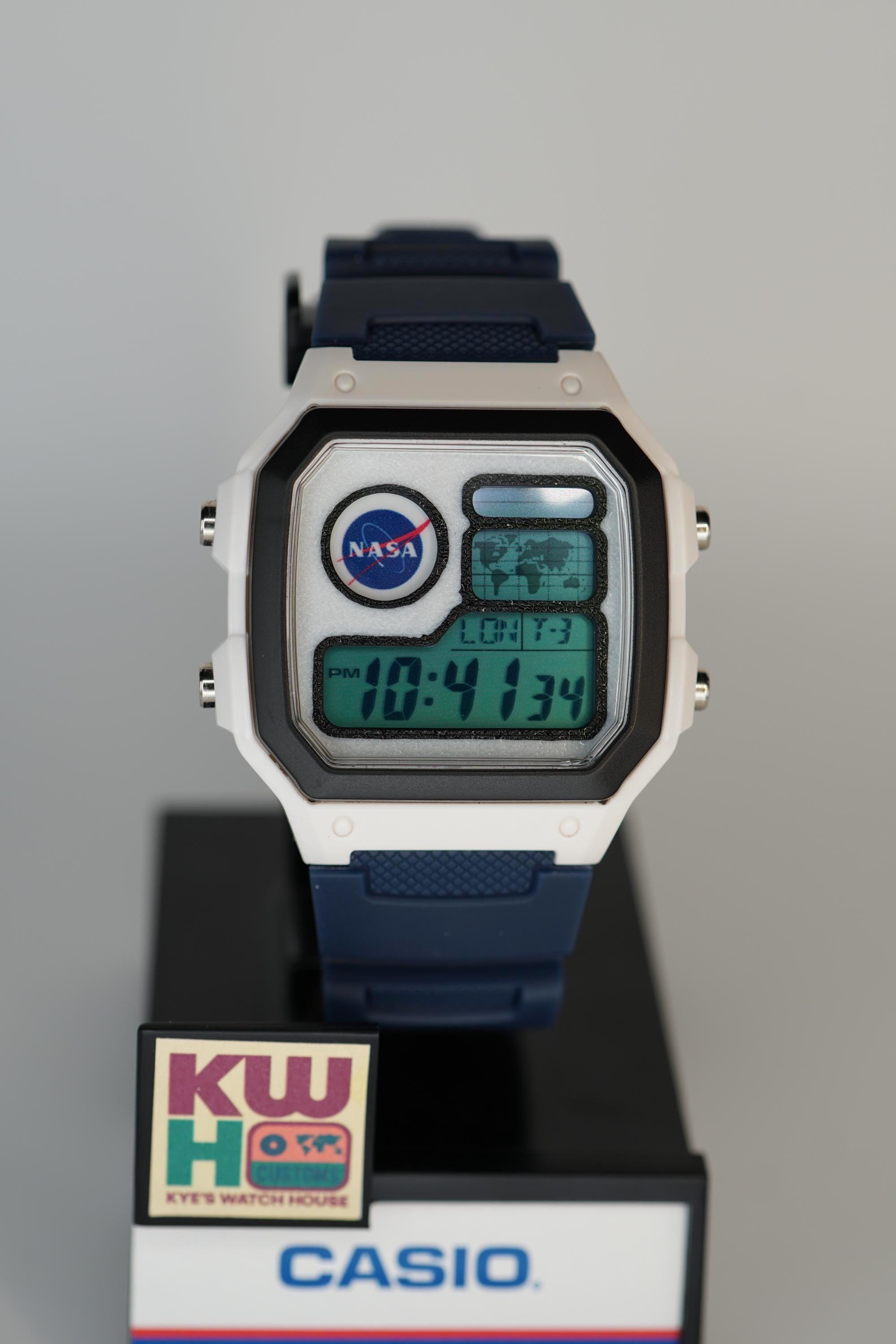 White NASA Space Shuttle Custom Casio Royale AE1200 Watch Mod: Blue ...