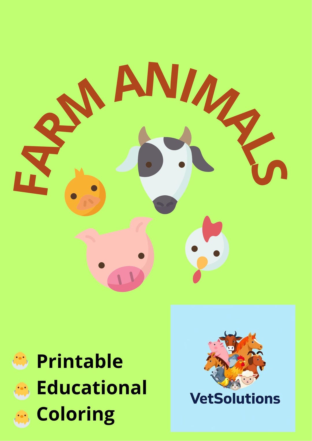 Printable PDF E-book of Farm Animals to Color and Learn. 11 Pages. - Etsy