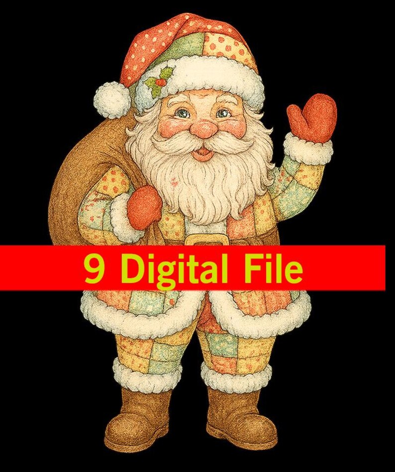 Vintage Santa Claus Clipart Bundle, Digital Files Christmas PNG, Retro ...
