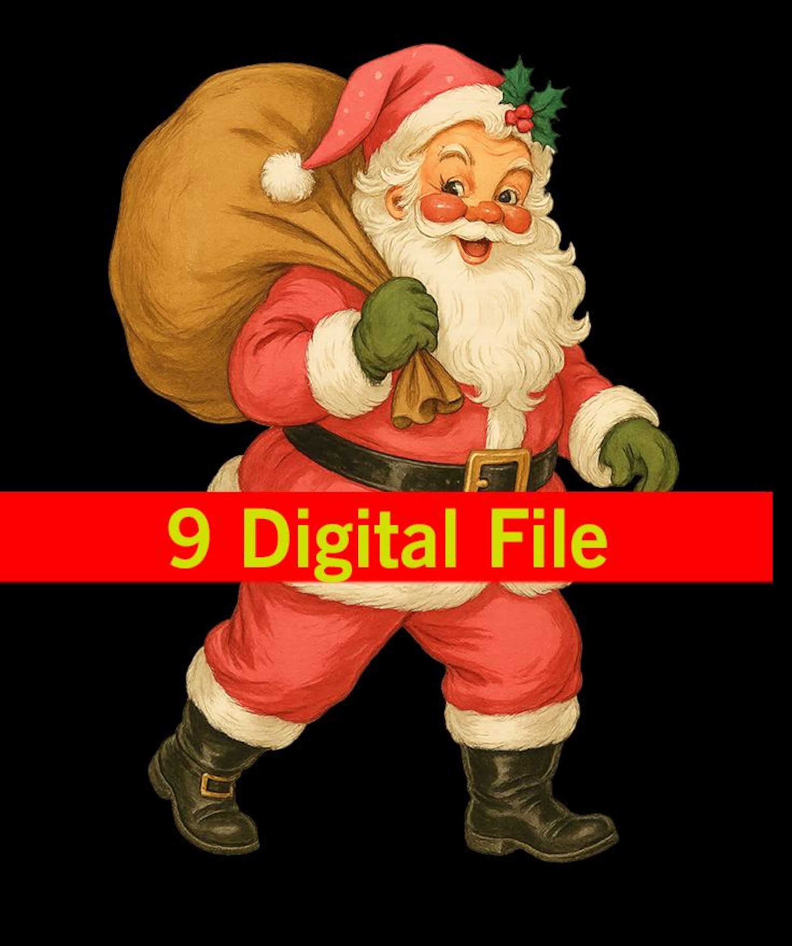 Vintage Santa Claus Clipart Bundle, Digital Files Christmas PNG, Retro ...