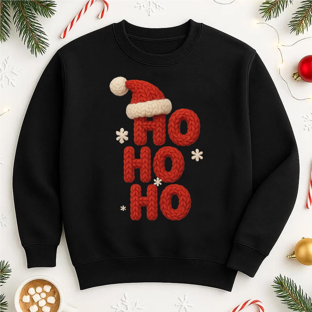 Ho Ho Ho PNG, Santa Hat Christmas Sublimation Design, Cozy Knitted ...