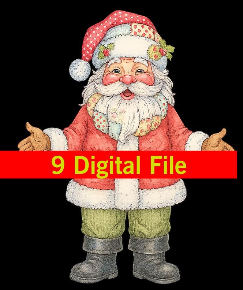 Vintage Santa Claus Clipart Bundle, Digital Files Christmas PNG, Retro ...