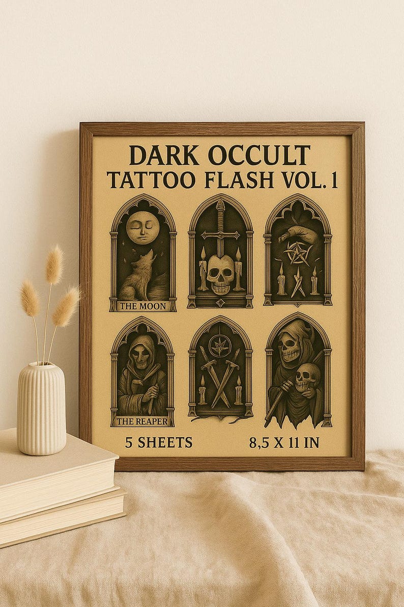 Neo-gothic Tattoo Flash Sheets Vol. 1: Grim Reaper, Skulls (digital ...