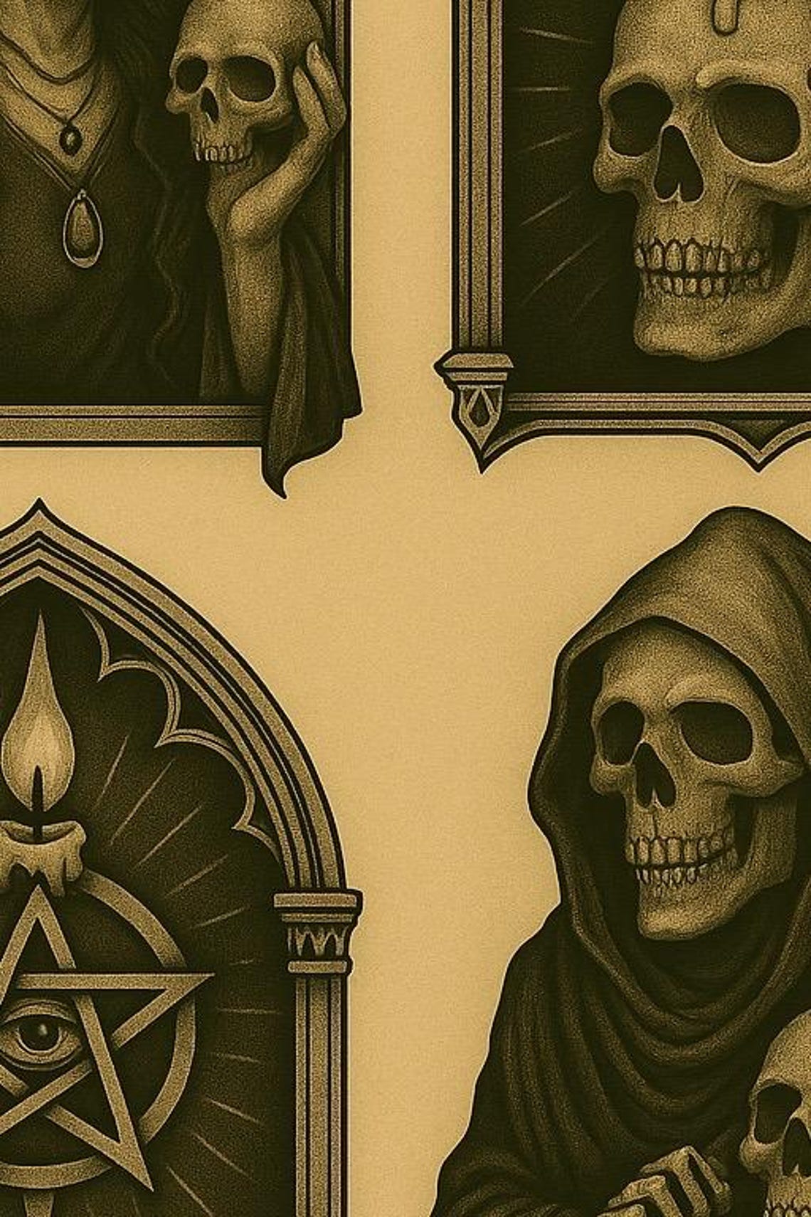 Neo-gothic Tattoo Flash Sheets Vol. 1: Grim Reaper, Skulls (digital ...