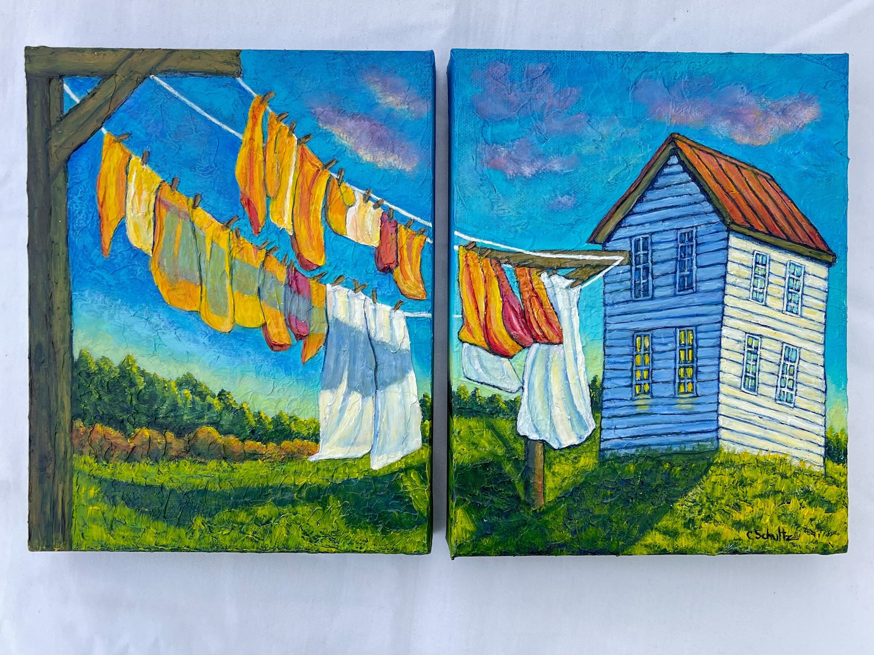 Clothes On Clothesline Art