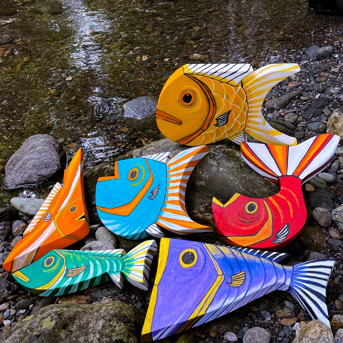 Big Red Fish Art Painted on Reclaimed Wood - Etsy