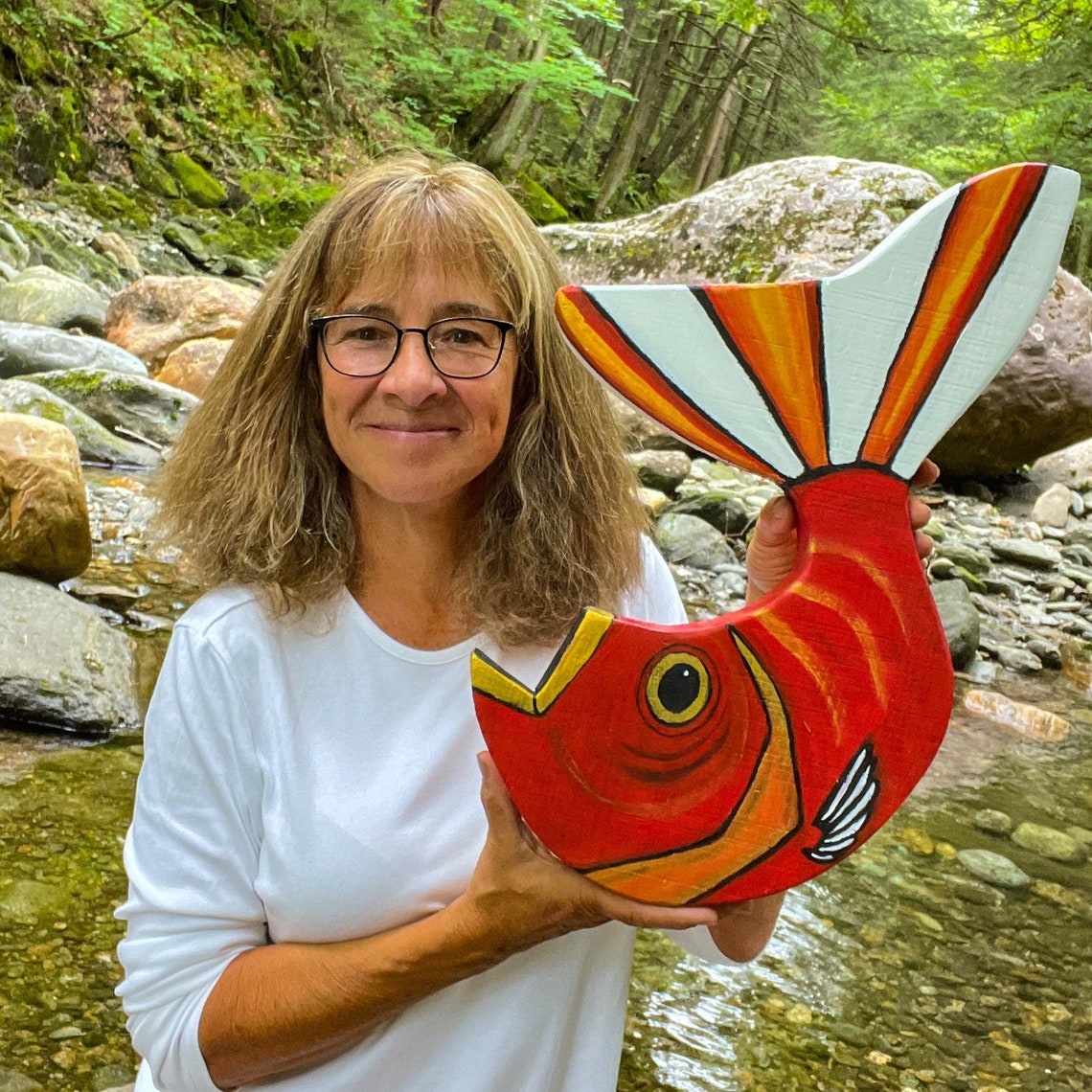 Big Red Fish Art Painted on Reclaimed Wood - Etsy