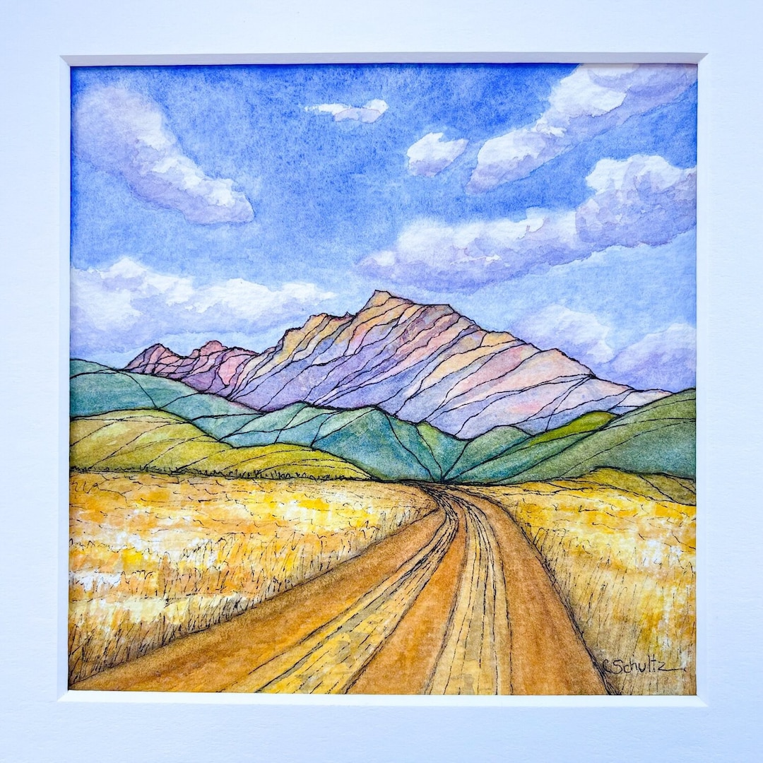 Mountain Road Landscape Painting Framed Watercolor Fine Art Original - Etsy