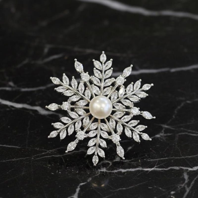 Silver Snowflake Broach - Etsy