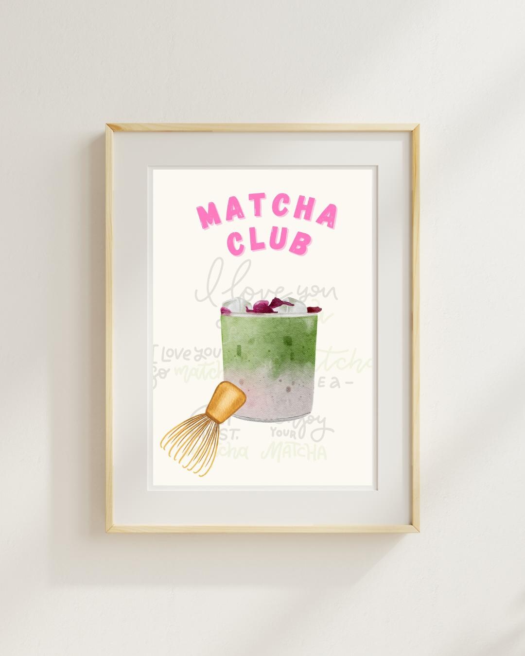 Matcha Club Poster | Digital Download Wall Art | Matcha Tea Art Print ...