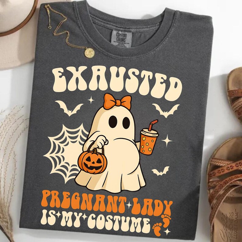 Exhausted Pregnant Ghost – Funny Halloween Maternity Clipart (digital ...