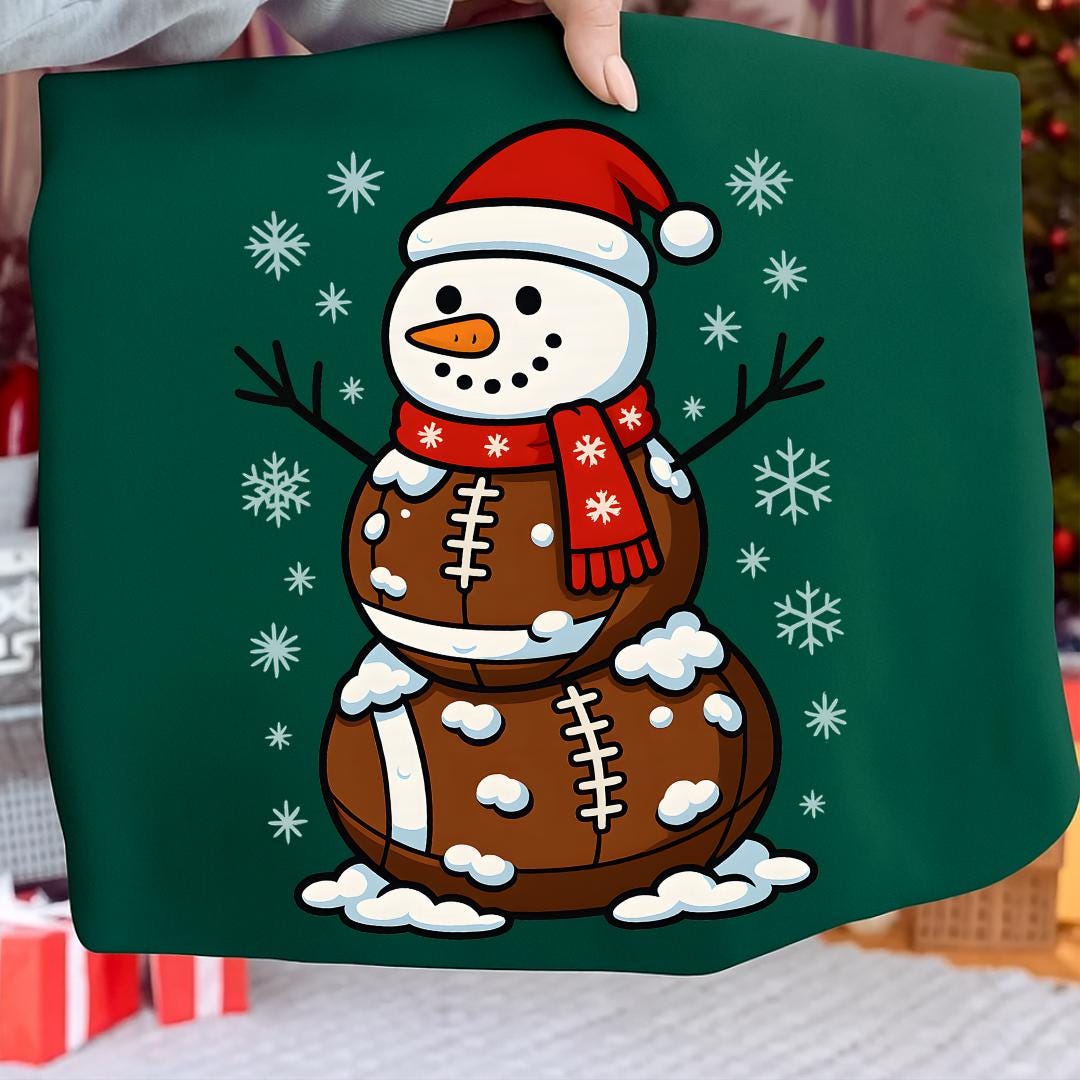 Christmas Football Snowman PNG: Festive Sports Design (digital Download ...
