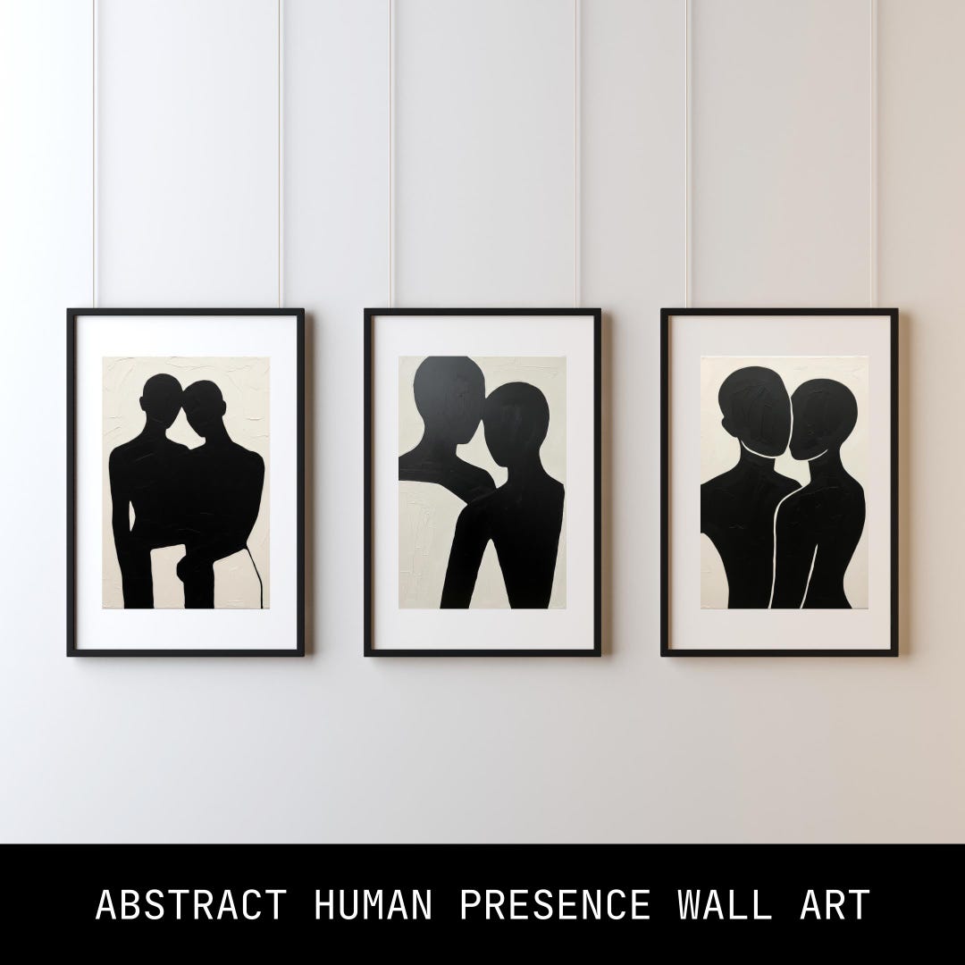 Abstract Human Presence – Minimal Figurative Oil Painting Set of 3 ...