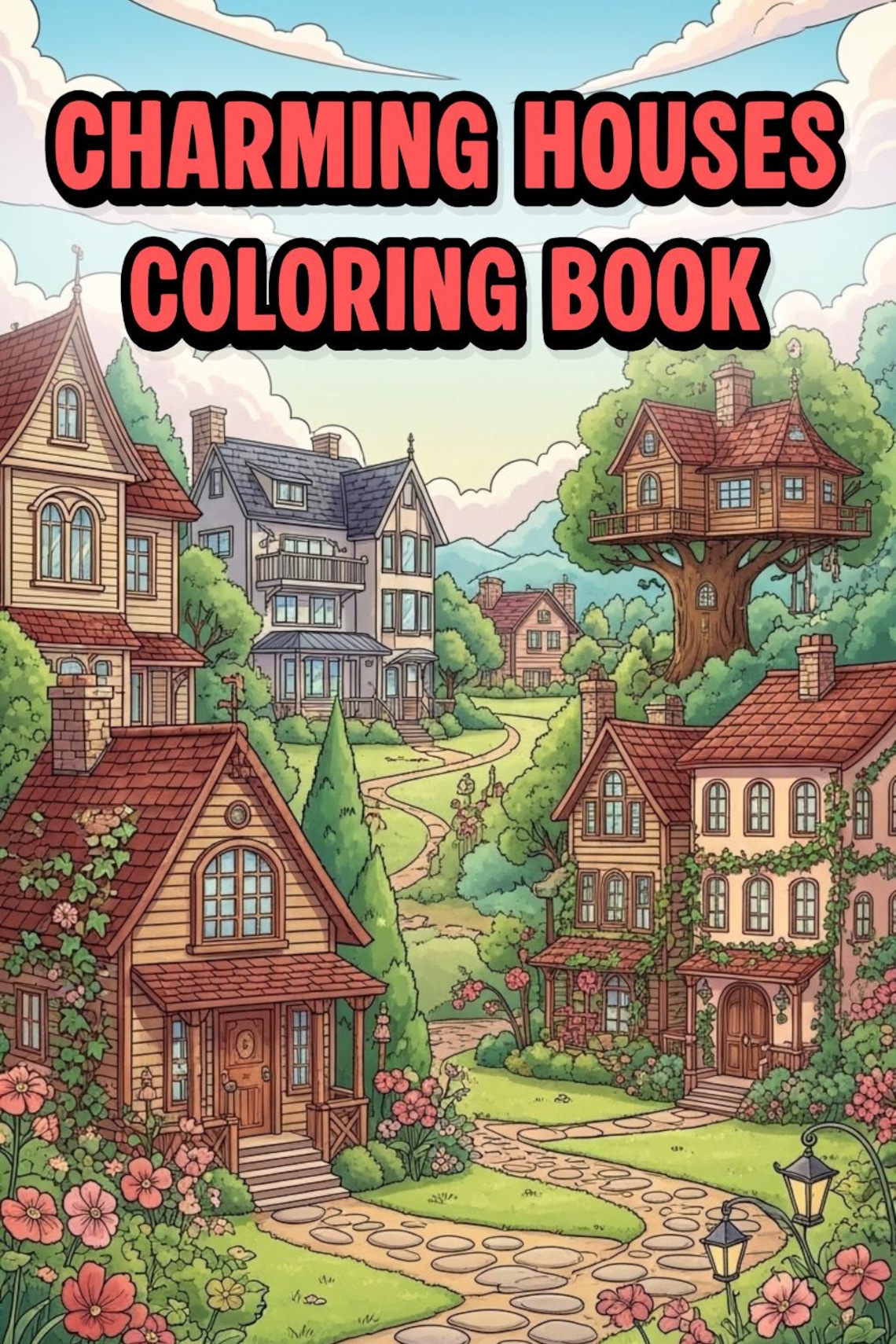 Charming Houses Coloring Book | Printable House Exterior Designs ...