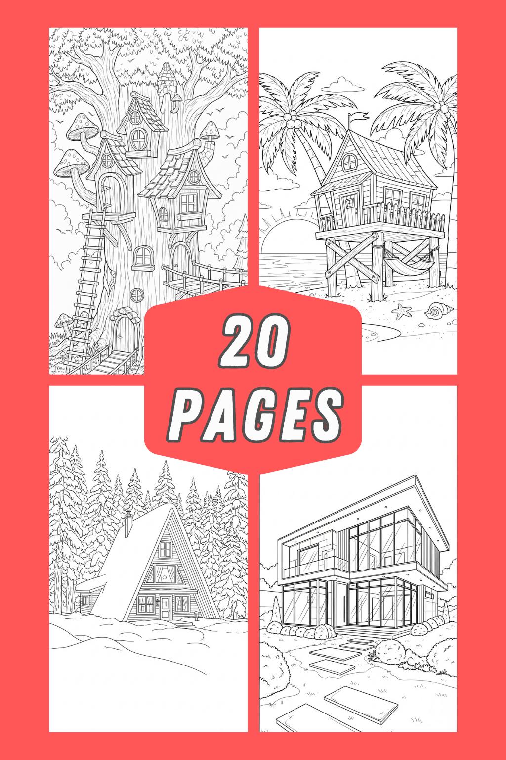 Charming Houses Coloring Book | Printable House Exterior Designs ...