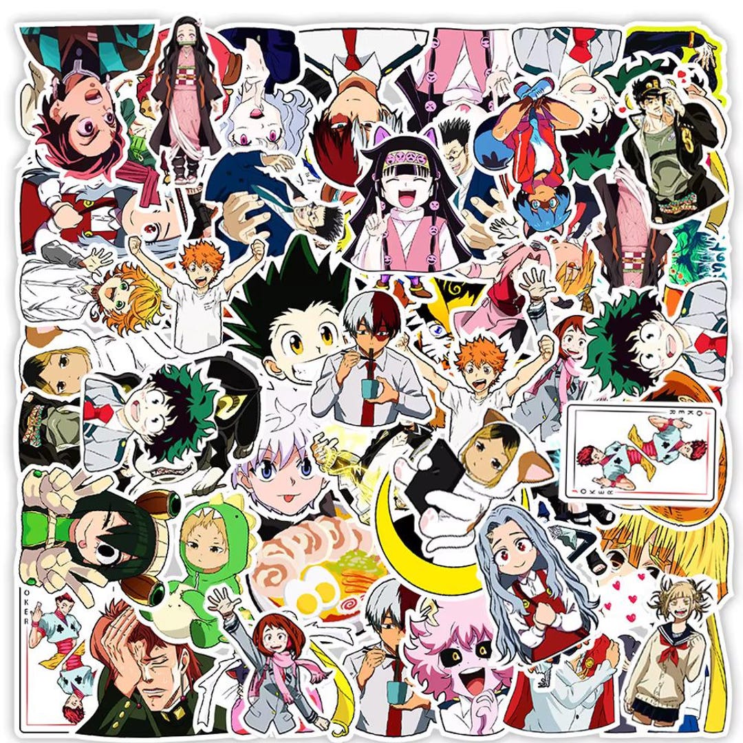 Anime Inspired Manga Sticker Set | 50pcs Fun Cartoon Characters - Etsy