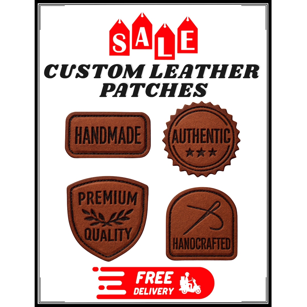 Custom Leather Iron on Patches, Laser Engraved Leather, Sew on or Iron ...