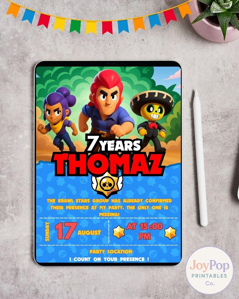 Editable Brawl Stars Birthday Invitation, Brawl Stars Party Invitation ...