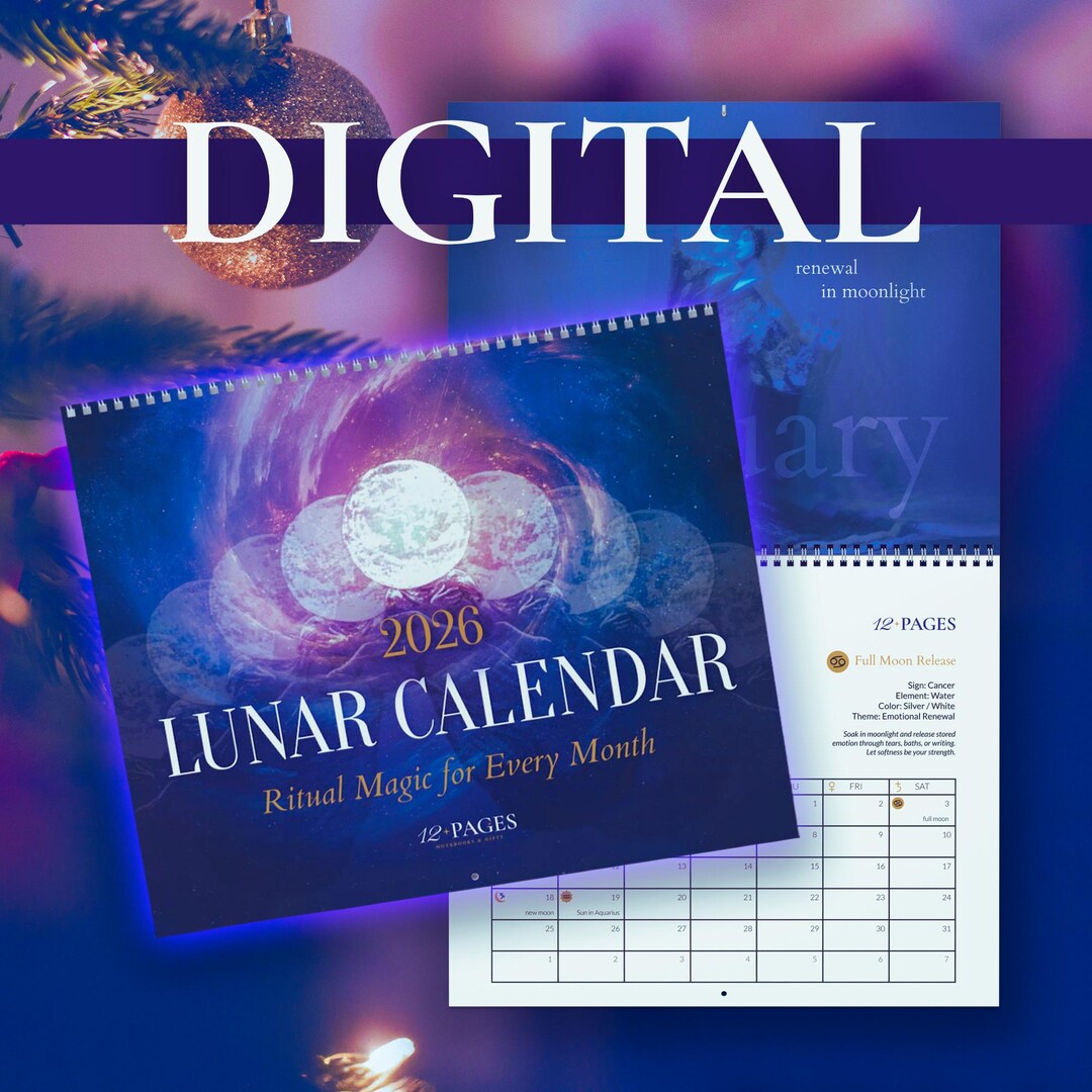DIGITAL Witchy Wall Lunar Calendar 2026: Monthly Moon Rituals for ...