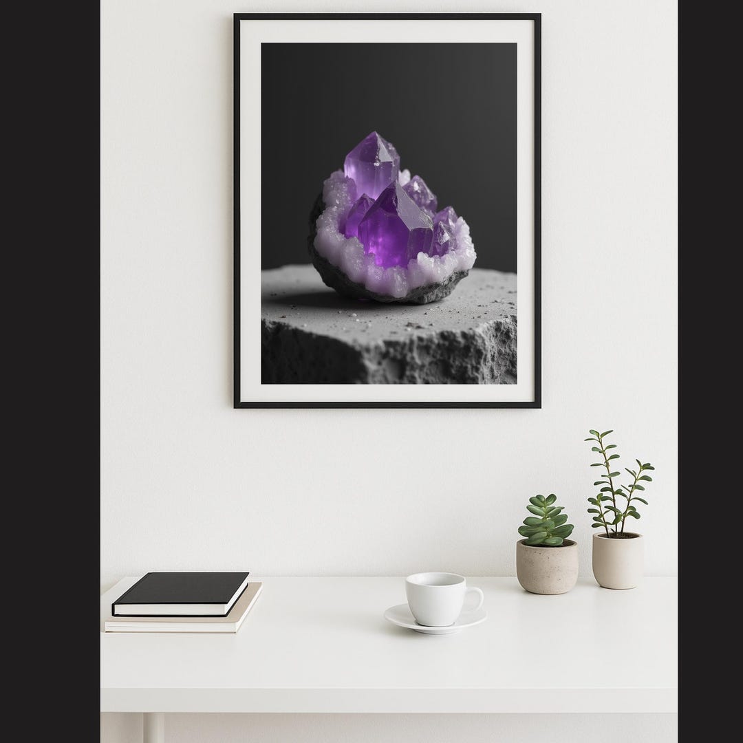 Amethyst Poster - Purple Prism - Stylized Amethyst Crystal ...