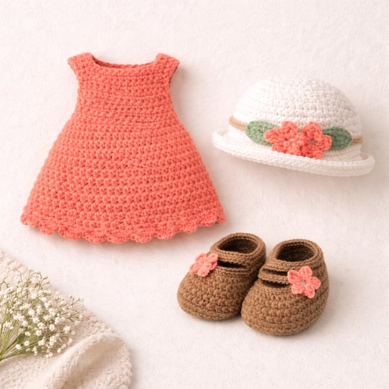 Amigurumi Doll Clothes Crochet Pattern, Dress, Hat, Shoes (PDF Pattern ...