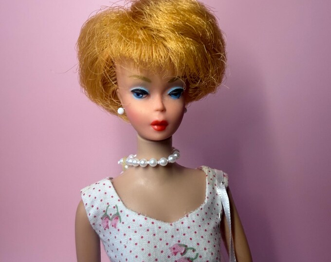 Original 1963 Bubblecut Barbie in Ginger Blonde Wearing Mattel Garden ...