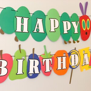 The Very Hungry Caterpillar Inspired Happy Birthday Banner | Birthday ...