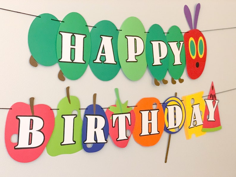 The Very Hungry Caterpillar Inspired Happy Birthday Banner | Etsy