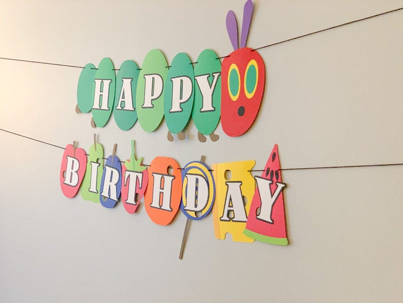 The Very Hungry Caterpillar Inspired Happy Birthday Banner | Etsy
