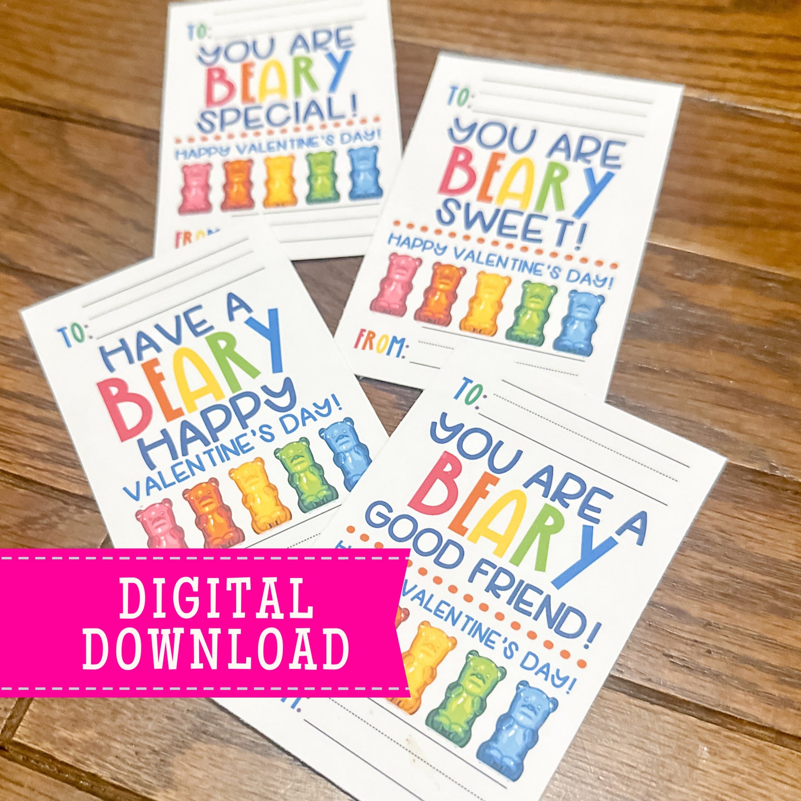 GUMMY BEAR Valentine’s Cards | Printable School V-day Card Exchange ...