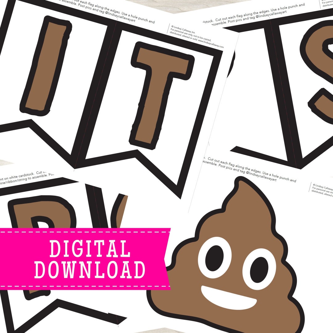 It's Potty Time Poop Printable Banner | Potty Training | Potty Party ...