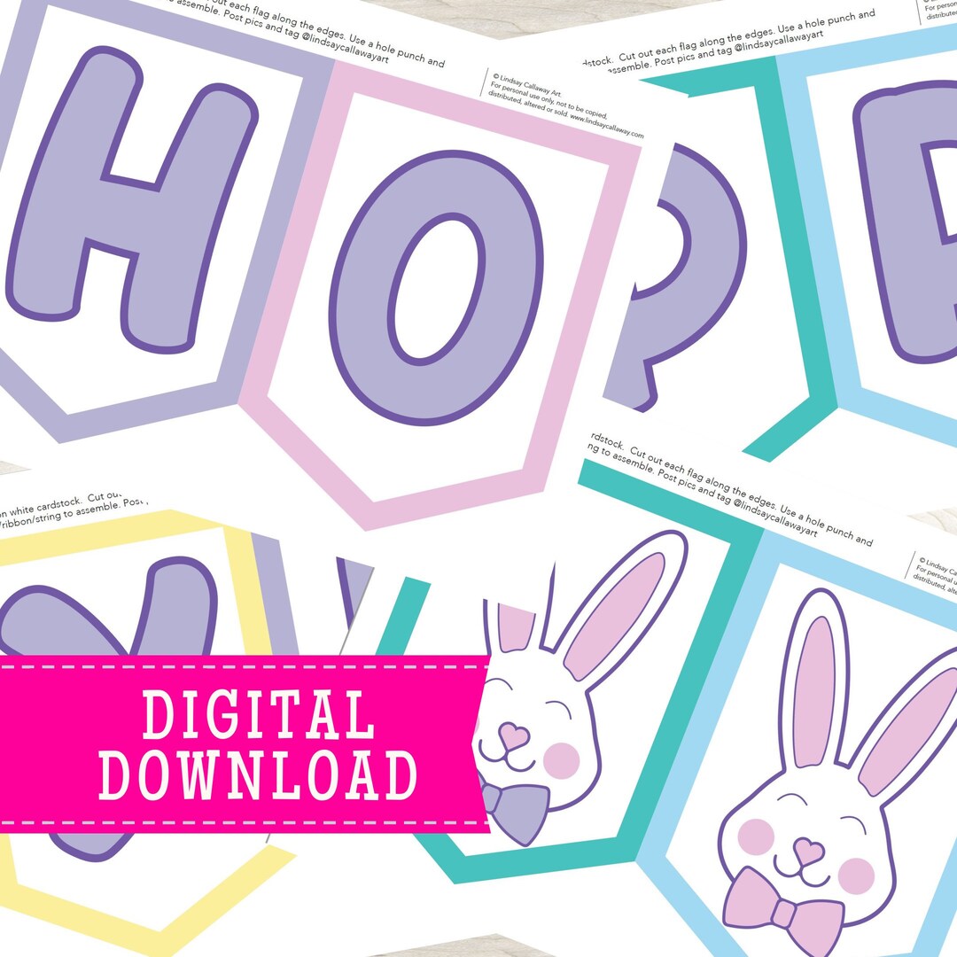 Hoppy Easter Bunny Banner | Printable Banner | Instant Download | Print ...