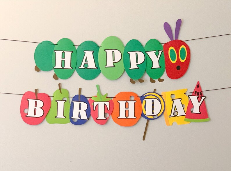 The Very Hungry Caterpillar Inspired Happy Birthday Banner | Etsy