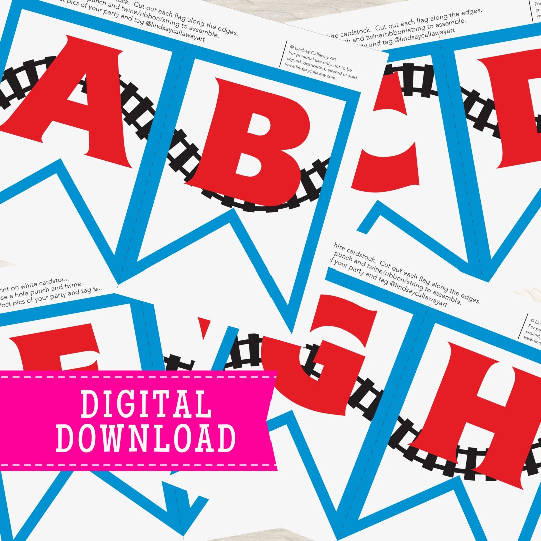 Choo Choo Train Printable Banner ABC Add on | Instant Download Print-at ...